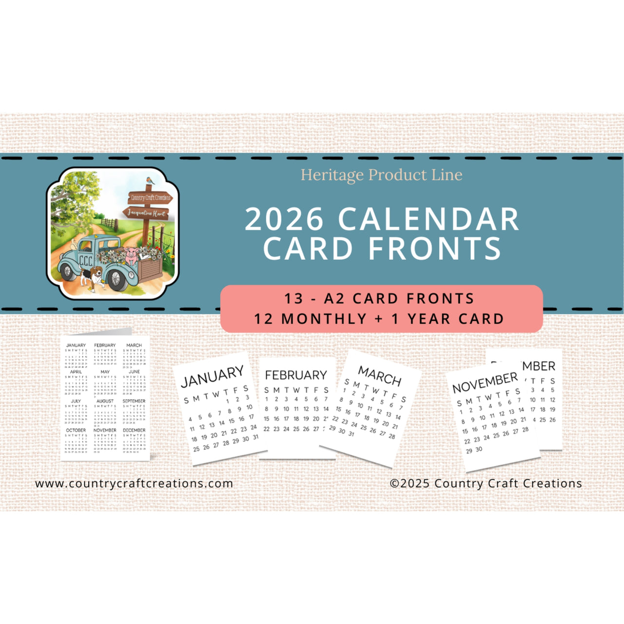 Country Craft Creations - Card Fronts - 2026 A2 Calendar