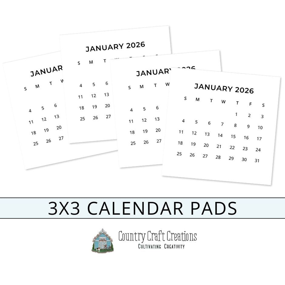 Country Craft Creations - 3x3 2026 Calendar Pads