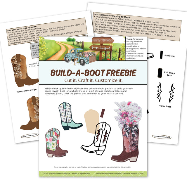 Country Craft Creations - Build-A-Boot Printable & Cut Files- FREEBIE
