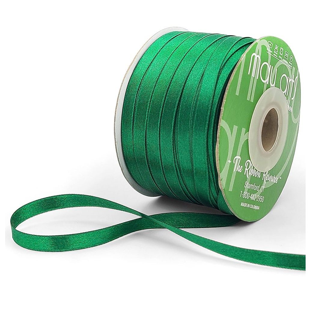 Ribbon - 1/4 inch Luster Double Faced Satin Ribbon with Woven Edge / G ...