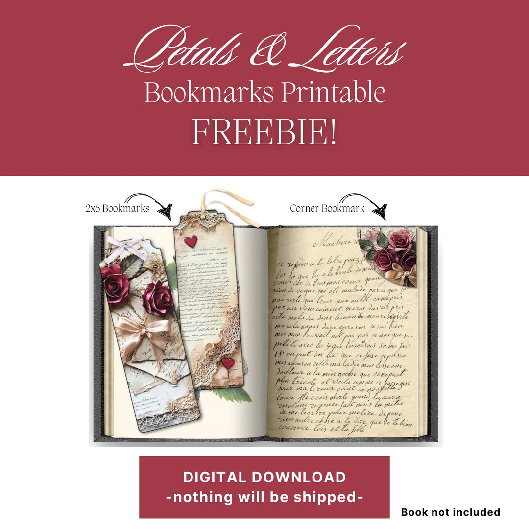 Country Craft Creations - Petals & Letters Bookmarks Printable - FREEB