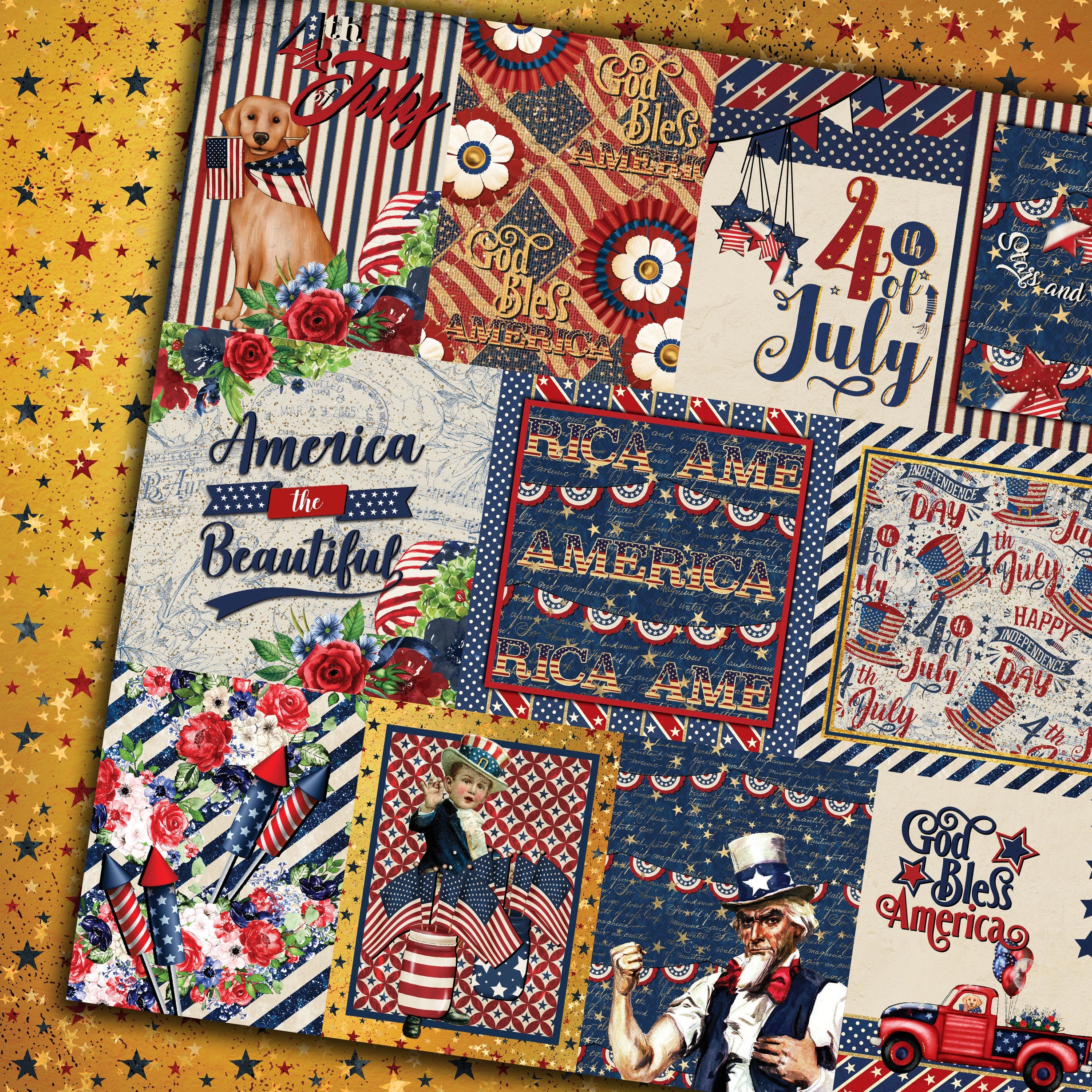 Country Craft Creations - Stars and Stripes - 12x12 - Cotton Bristol